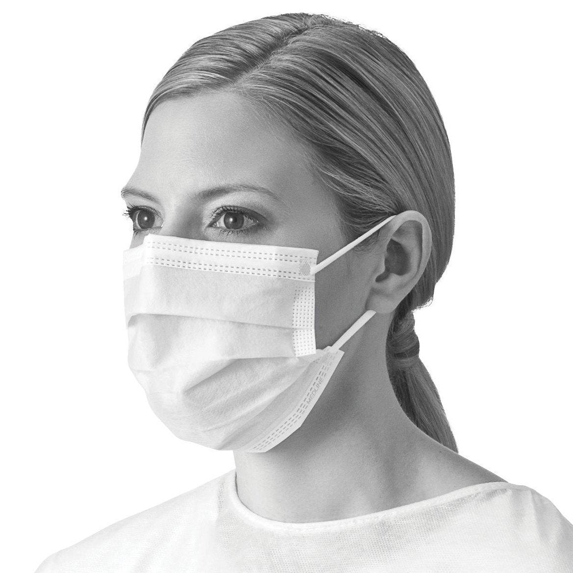 Level 1 Face Masks | Procedure 3-Ply with Earloop (White) | Medline (5 ...